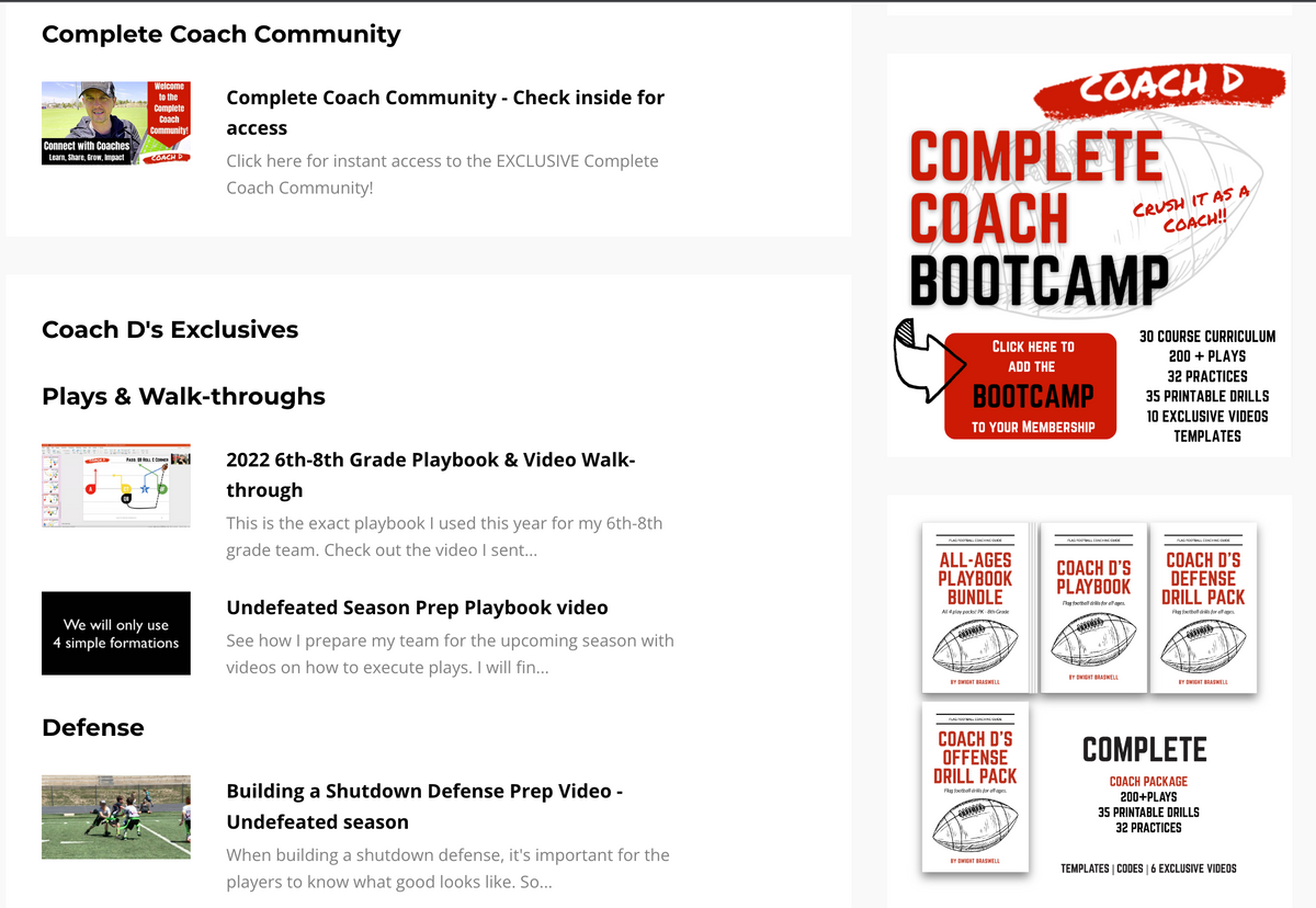 Youth Flag Football Coach D Exclusives - Plays, Videos, Tips, and more